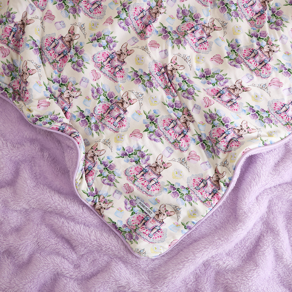 Frenchie Purple Double-sided Plush Swaddle | Posh Frenchie