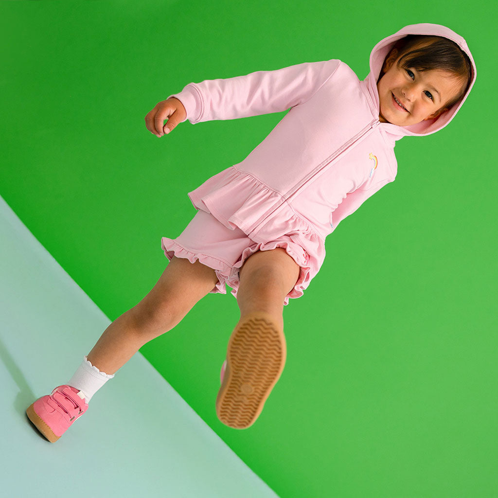 Cloudco Pink Toddler Ruffled Hooded Jacket | Care Bears™ Cheer Friends