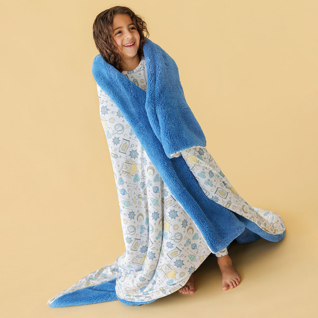 Ramadan White Reversible Noor Luxe Plush Patoo® Blanket | Posh Peanut®