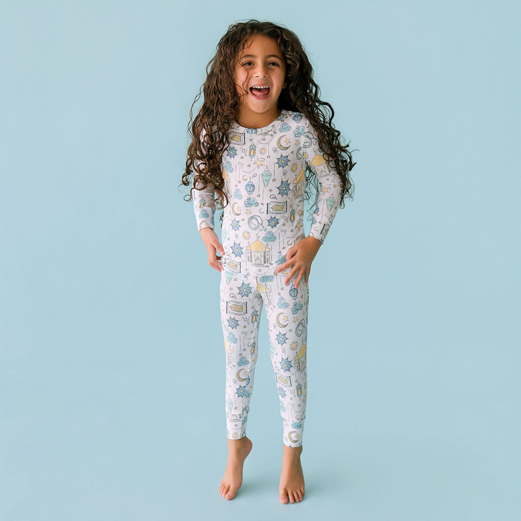 Ramadan White Long Sleeve Noor Classic Pajama Set | Posh Peanut®