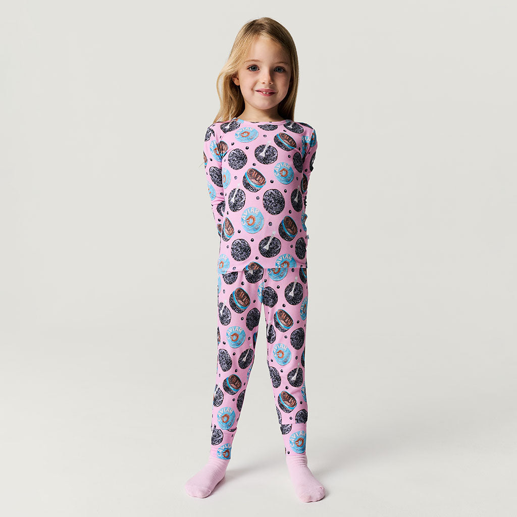 Cavial Pink Long Sleeve Toddler Pajamas | Posh Caviar