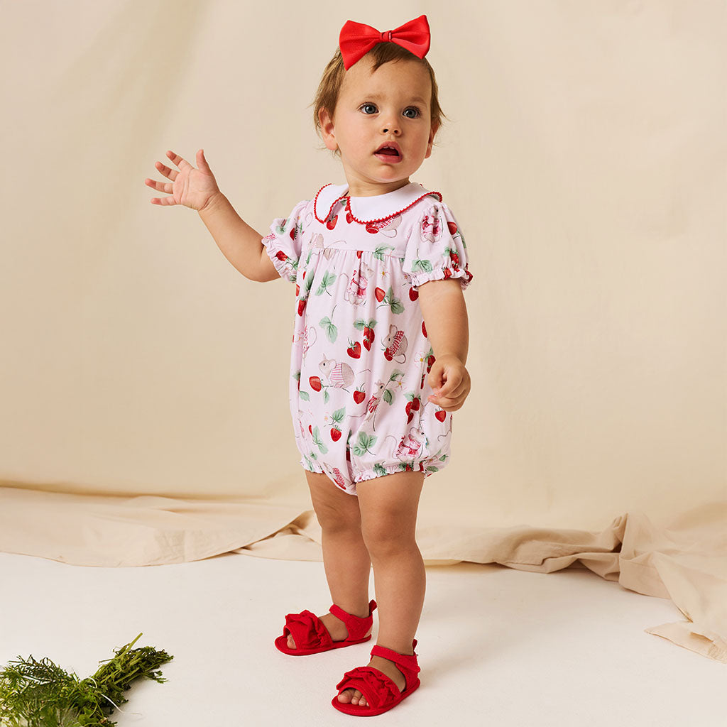 Strawberry Red Daywear Country Mouse Peter Pan Collar Bubble Romper ...