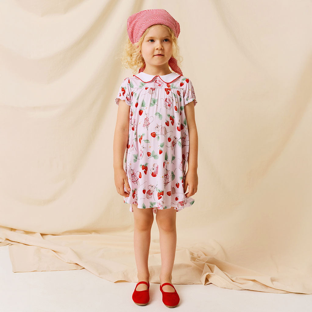Strawberry Red Puff Sleeve Country Mouse Peter Pan Collar Dress | Posh ...
