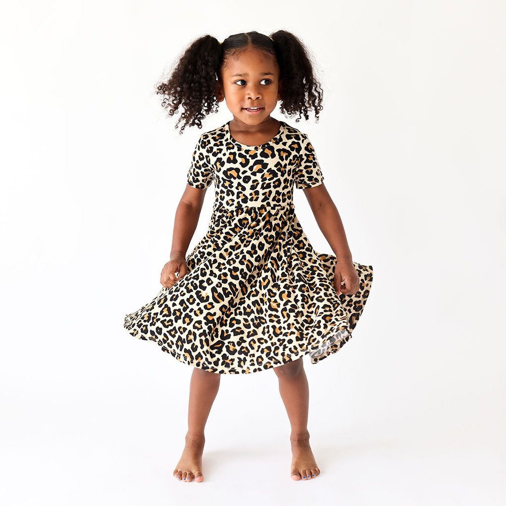 Leopard Brown Toddler Girl Dress | Lana Leopard Tan – poshpeanut.com
